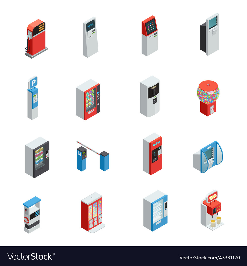 Vending machines icons set Royalty Free Vector Image