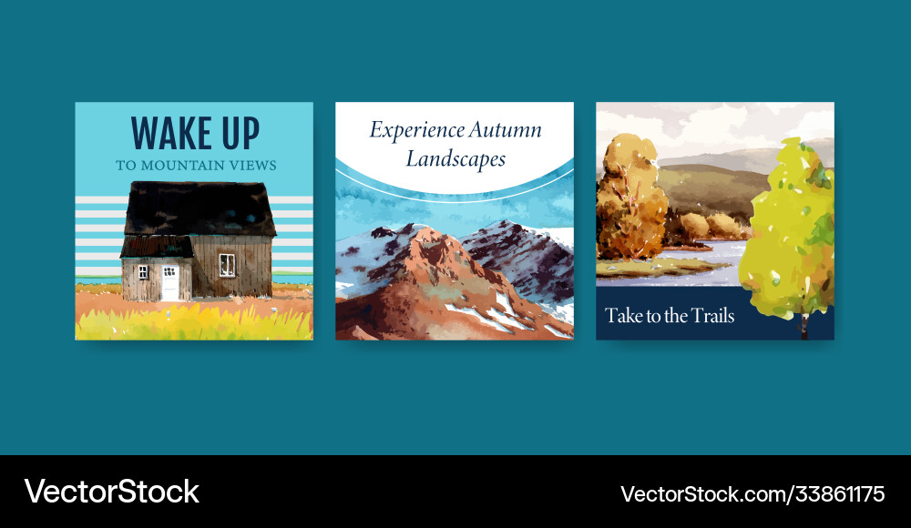 Ads template with landscape in autumn design Vector Image