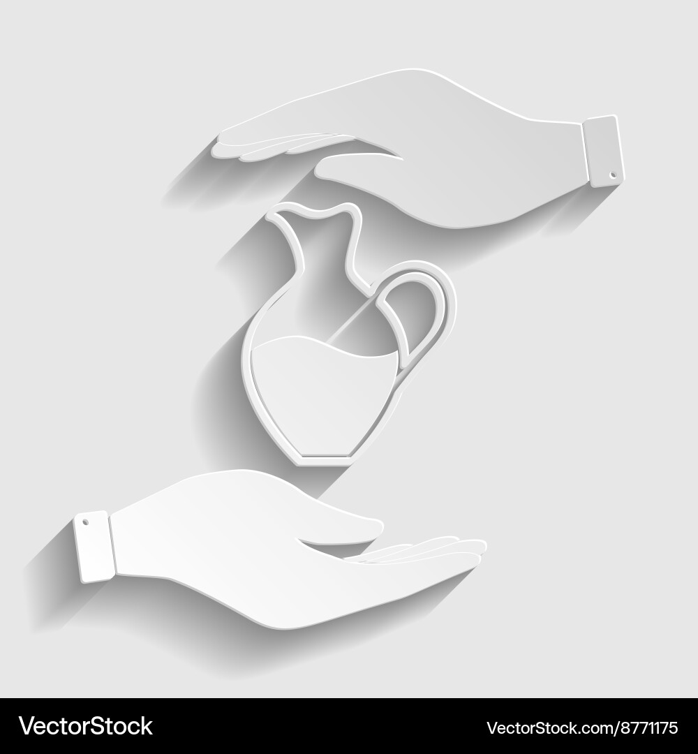 Amphora sign Paper style icon Royalty Free Vector Image