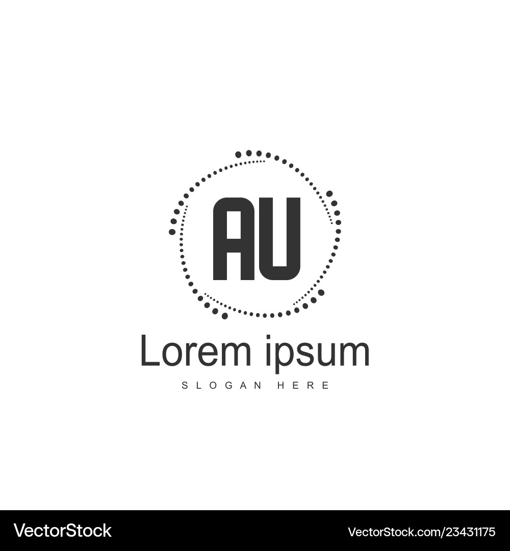 Au letters logo design simple and creative black Vector Image