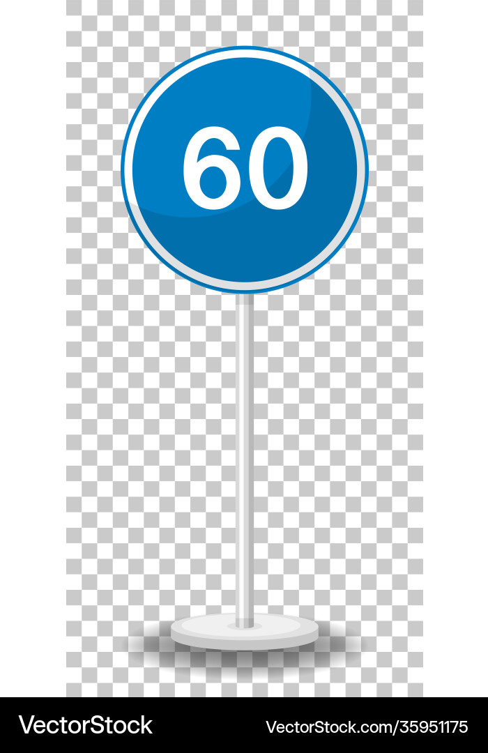 Blue minimum speed limit 60 road sign isolated Vector Image