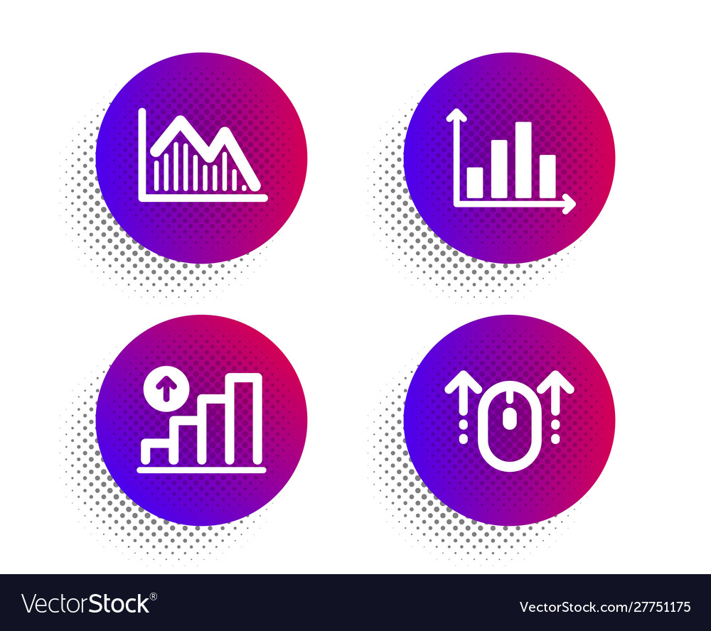 Diagram graph investment graph and swipe up icons Vector Image