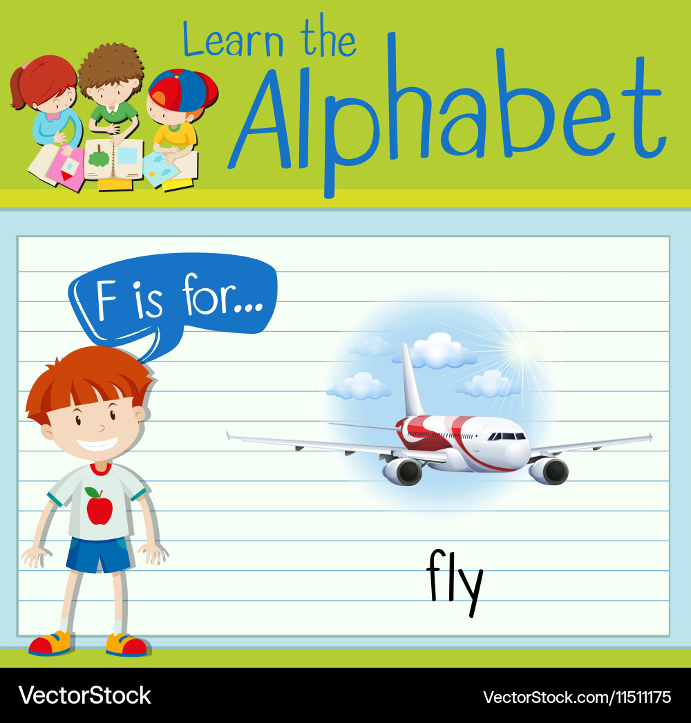 Flashcard letter f is for fly Royalty Free Vector Image