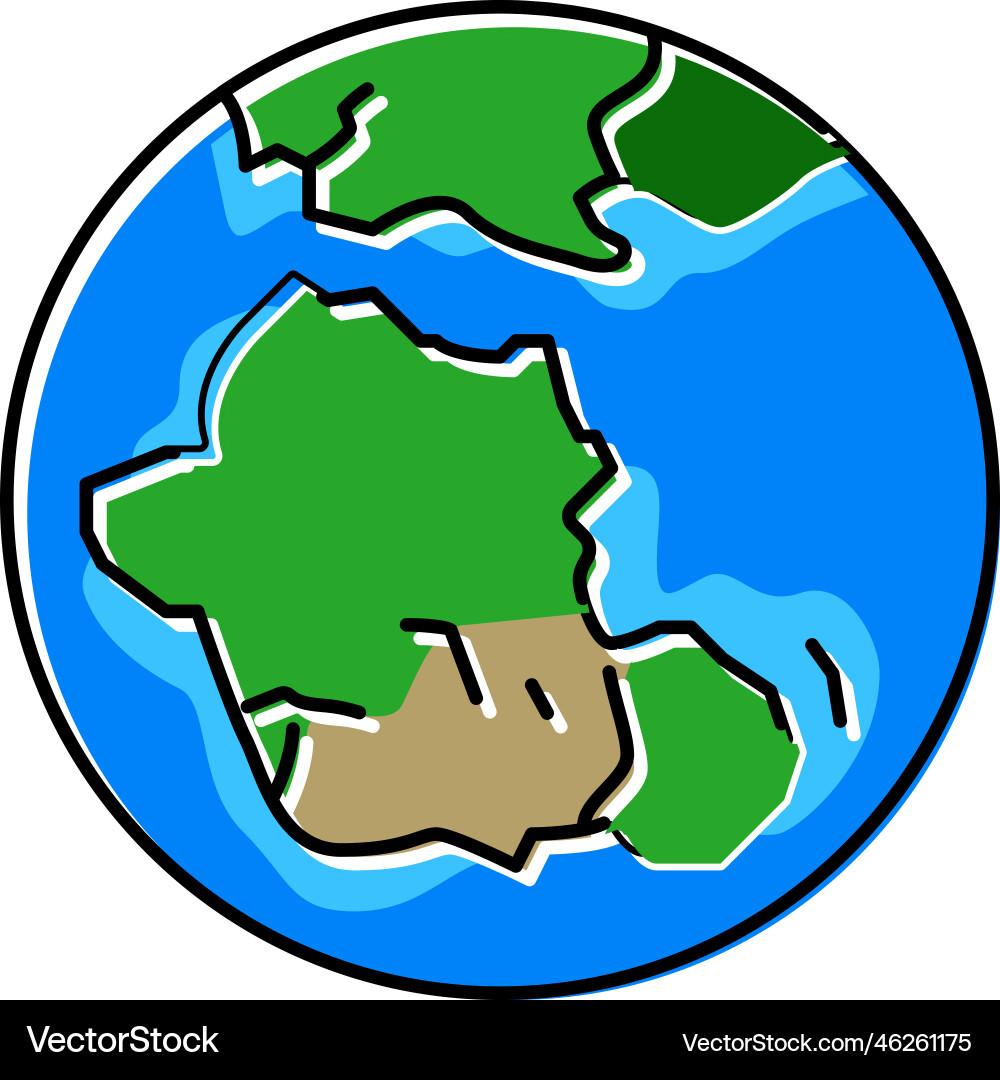 Gondwana earth continent map color icon Royalty Free Vector