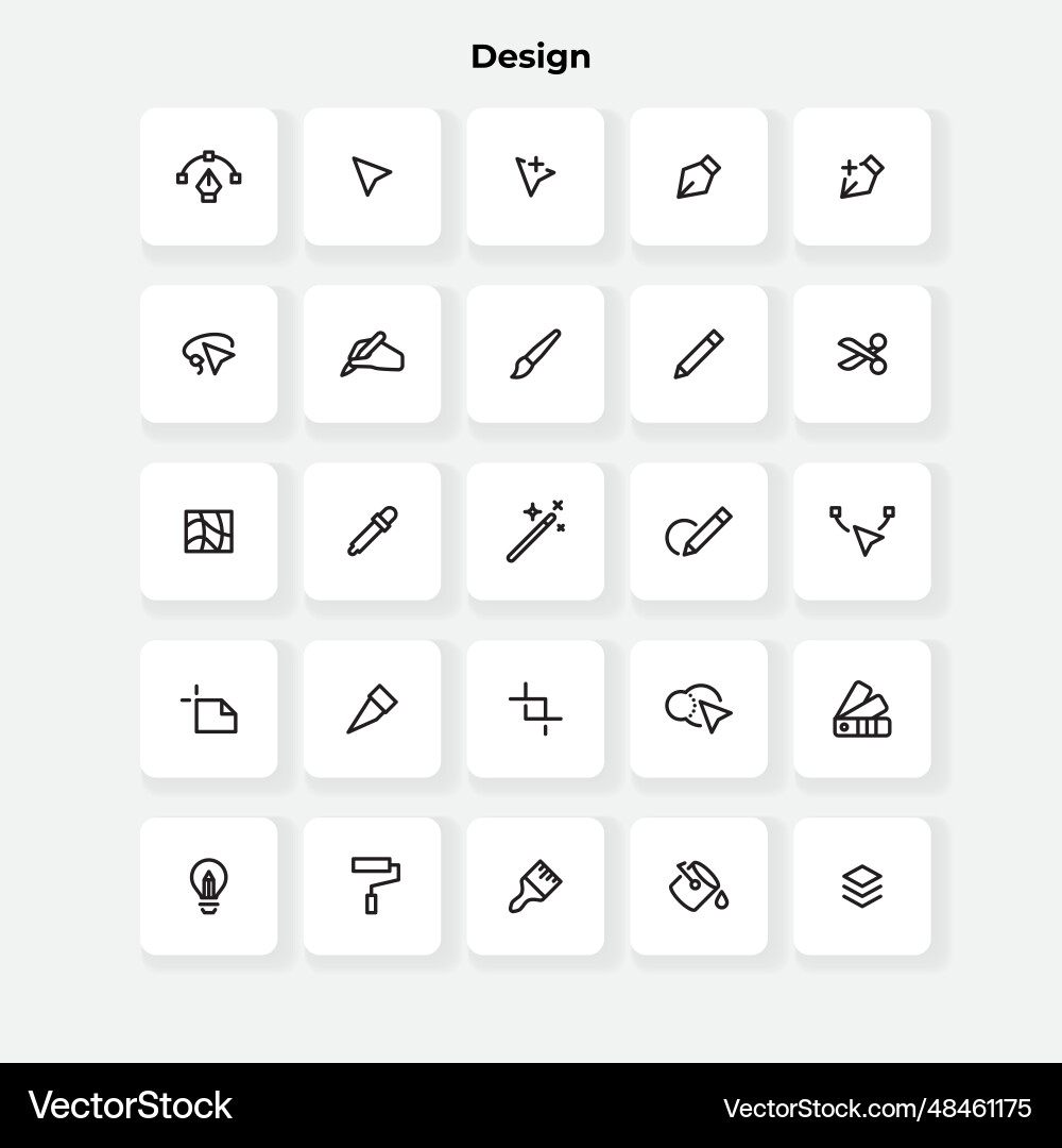 Graphic design line icons set cursor pencil pen Vector Image