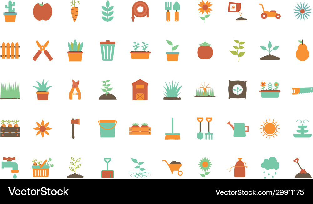 Isolated gardening flat style icon set Royalty Free Vector