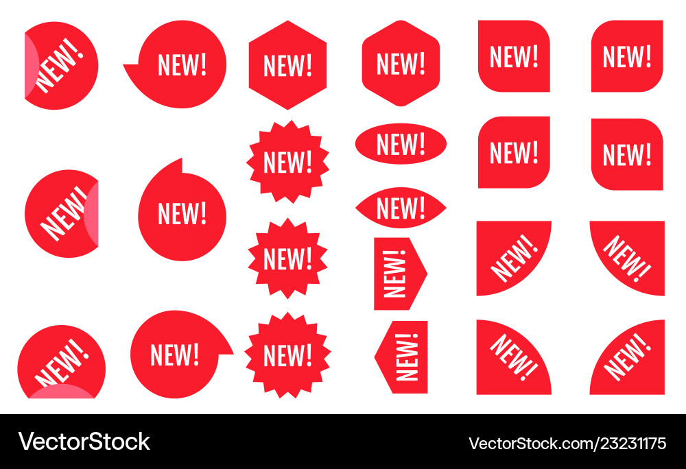 New sticker set red promotion labels modern flat Vector Image