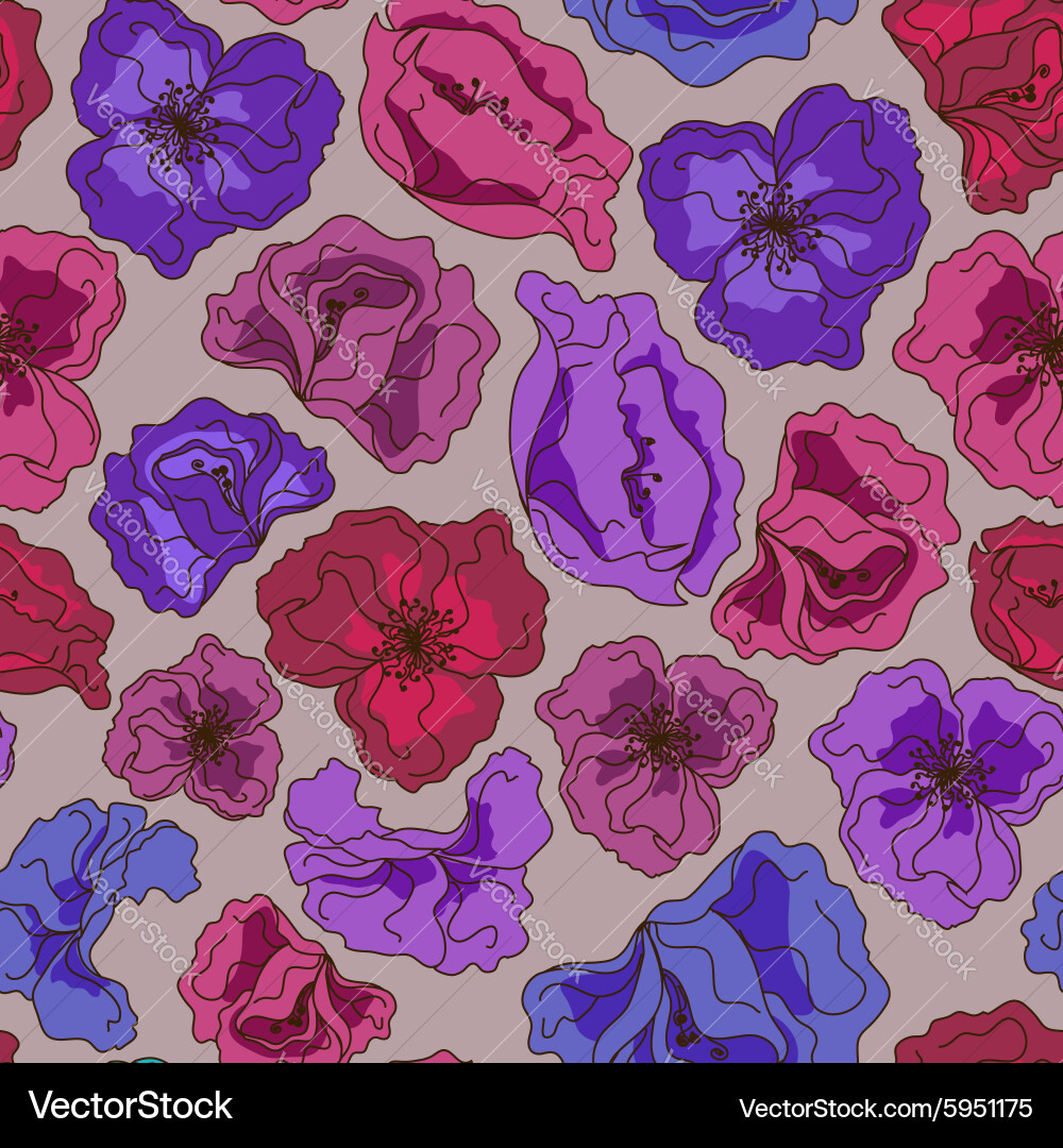 Seamless pattern of fancy flowers Royalty Free Vector Image