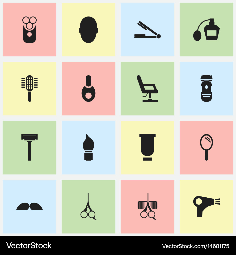 Set of 16 editable coiffeur icons includes Vector Image