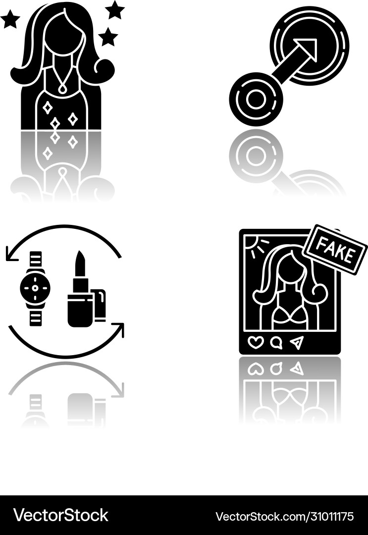 Social media influencer drop shadow black glyph Vector Image