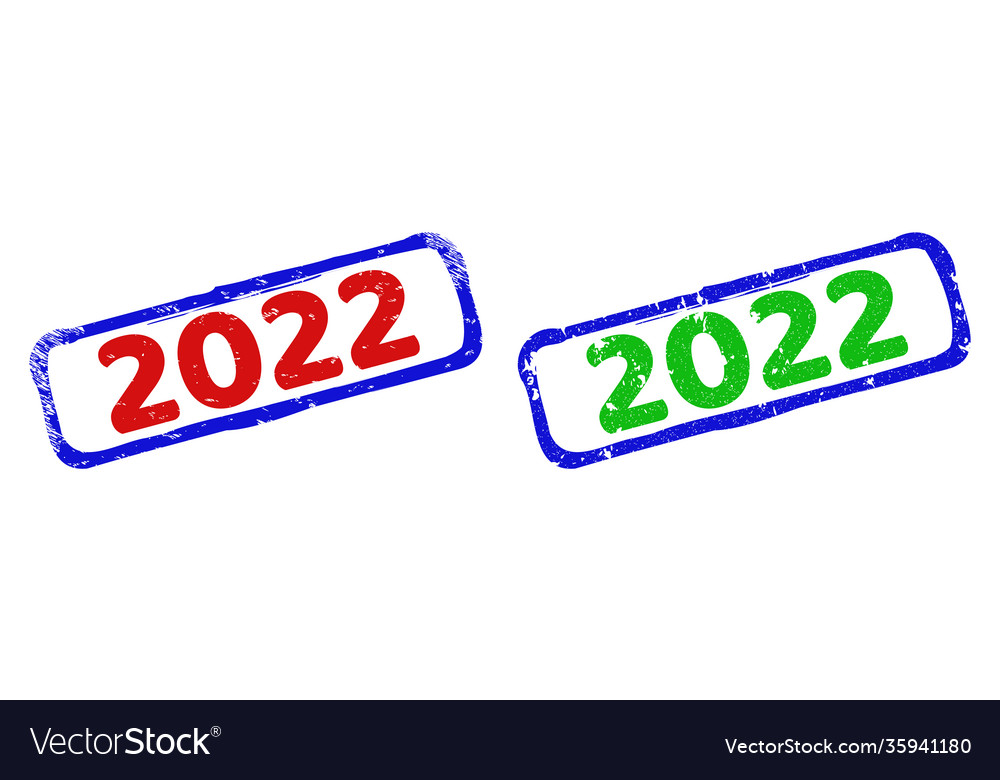 2022 Bicolor Rough Rectangular Stamp Seals Vector Image