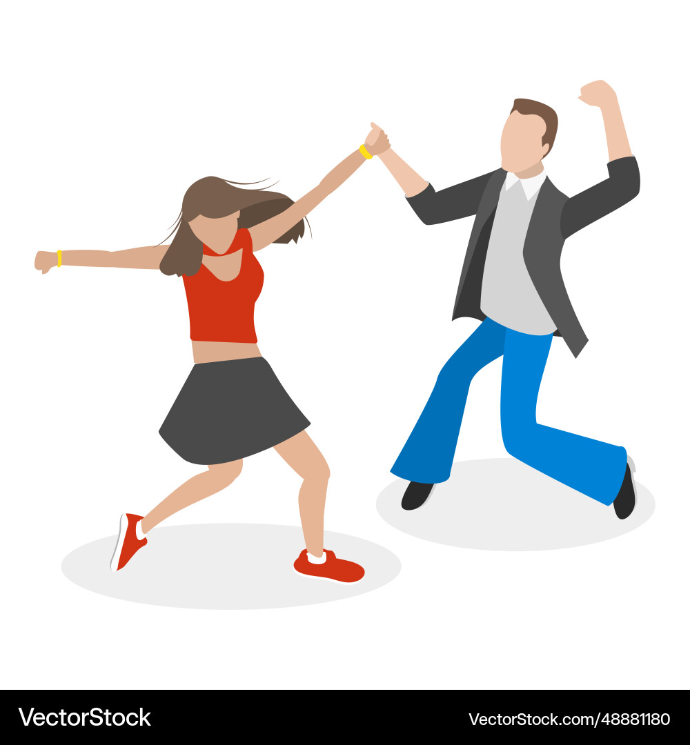 3d isometric flat set of dancing people Royalty Free Vector