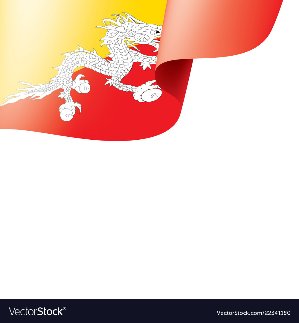 Bhutan flag on a white Royalty Free Vector Image
