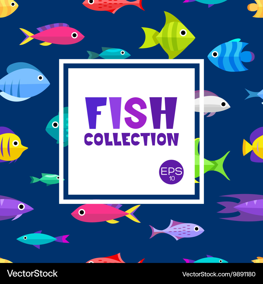 Cartoon fish collection background Royalty Free Vector Image