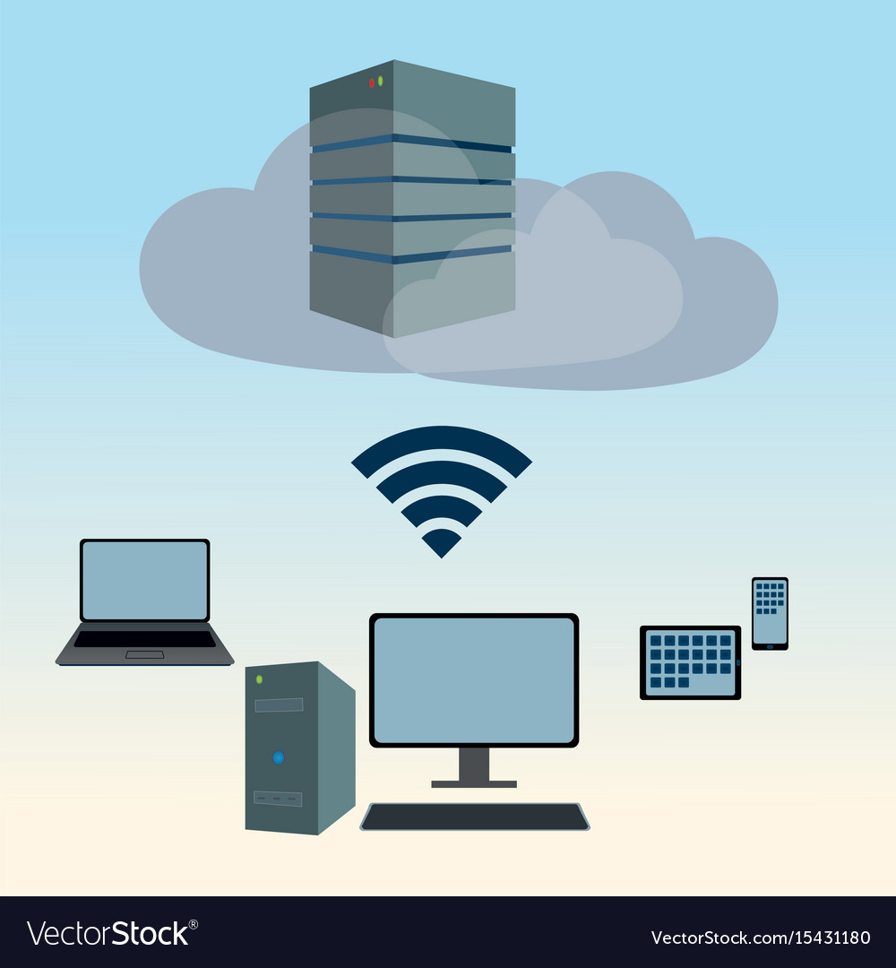 Cloud server explanation Royalty Free Vector Image