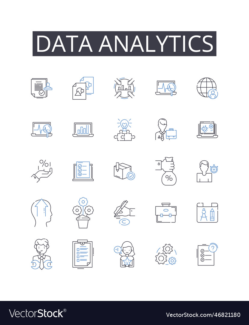 Data Analytics Line Icons Collection Business Vector Image