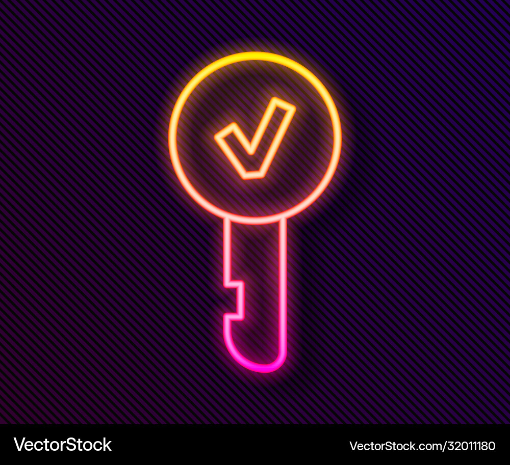 Glowing neon line key icon isolated on black Vector Image