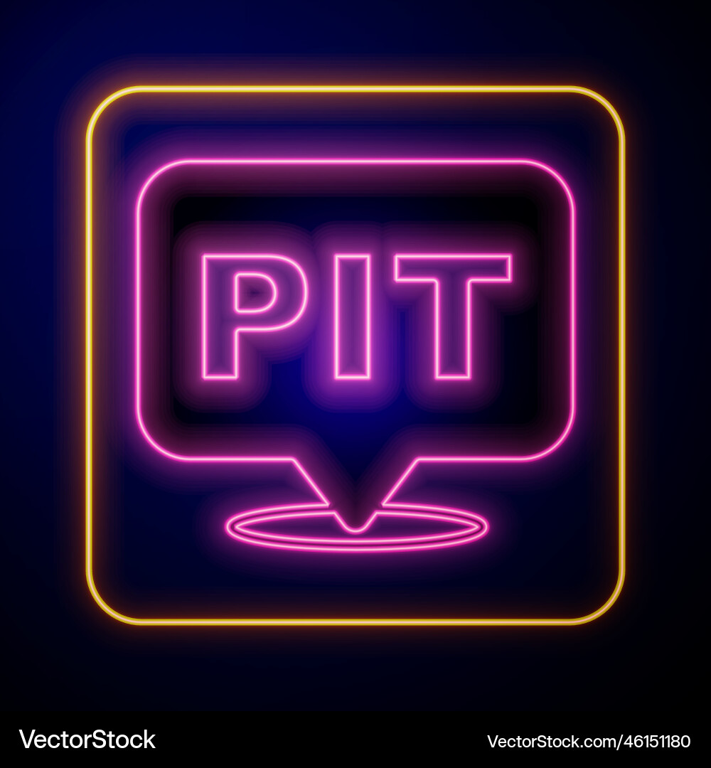 Glowing neon pit stop icon isolated on black Vector Image