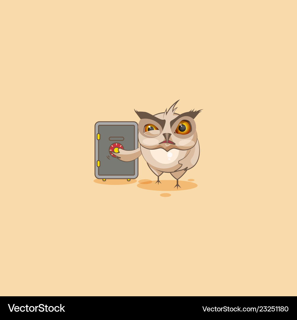 Howlet business sticker emoticon open safe Vector Image