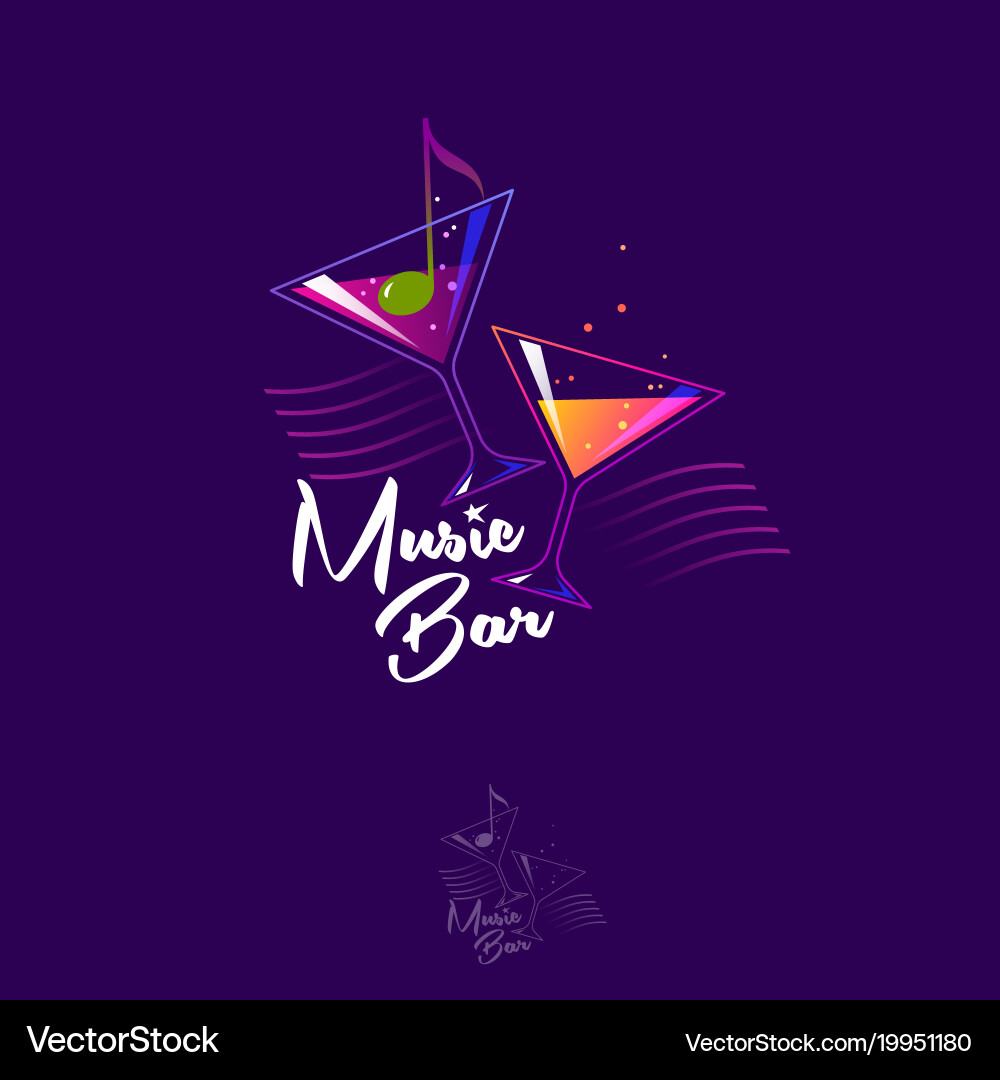 Logo music bar olive note cocktails Royalty Free Vector
