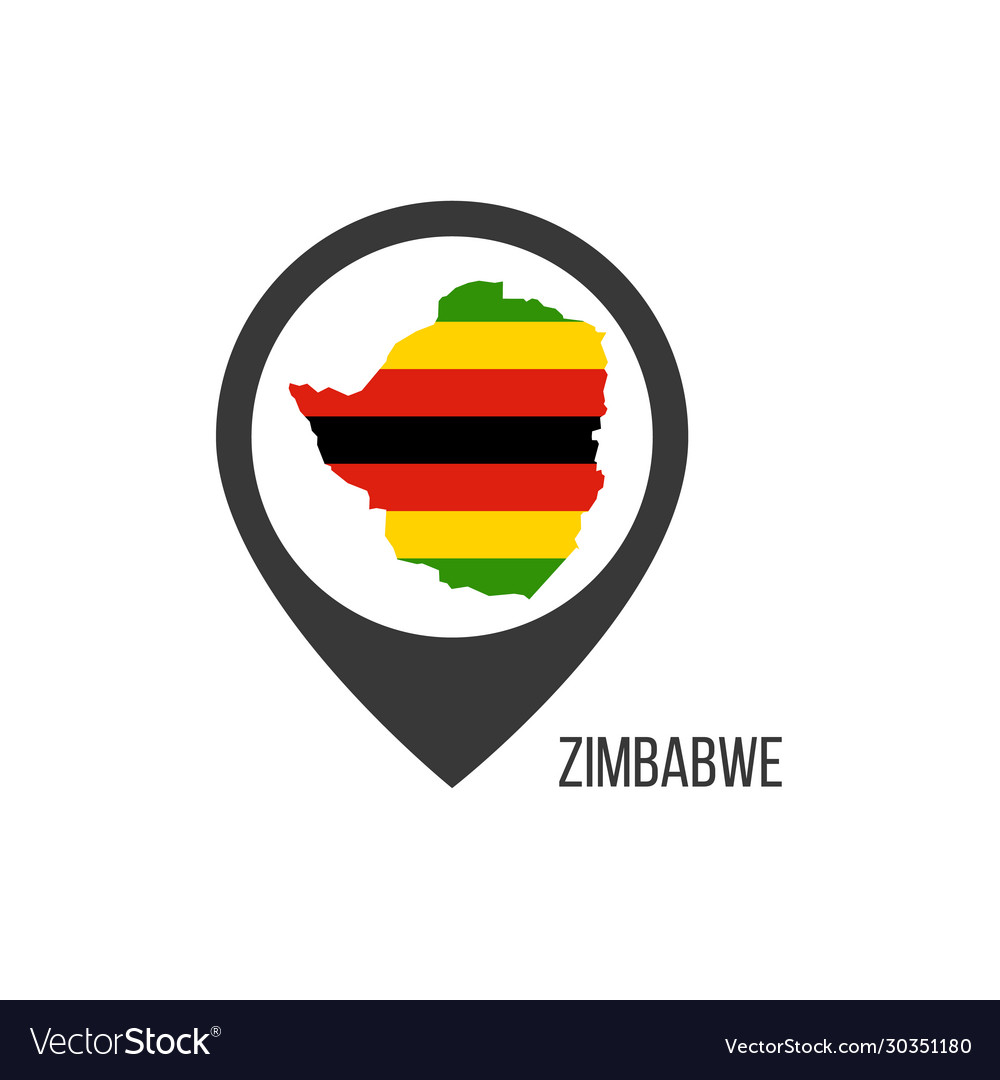 Map pointers with contry zimbabwe flag Royalty Free Vector