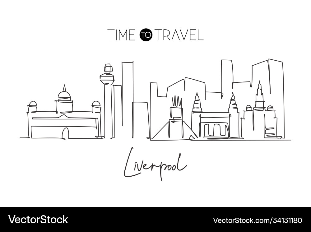 One continuous line drawing liverpool city Vector Image