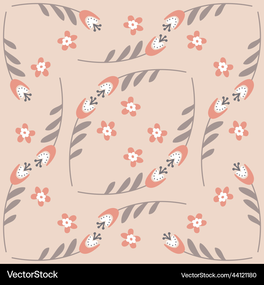 Pink flower gray pastel color seamless pattern Vector Image