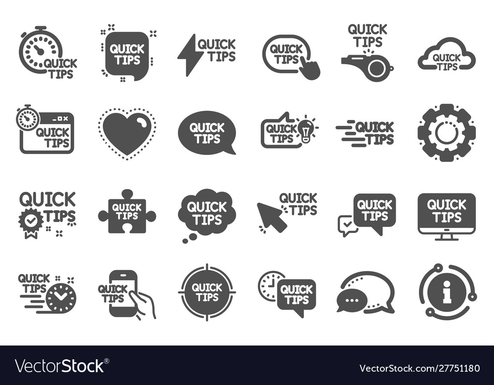 Quick tips icons set helpful tricks solution Vector Image
