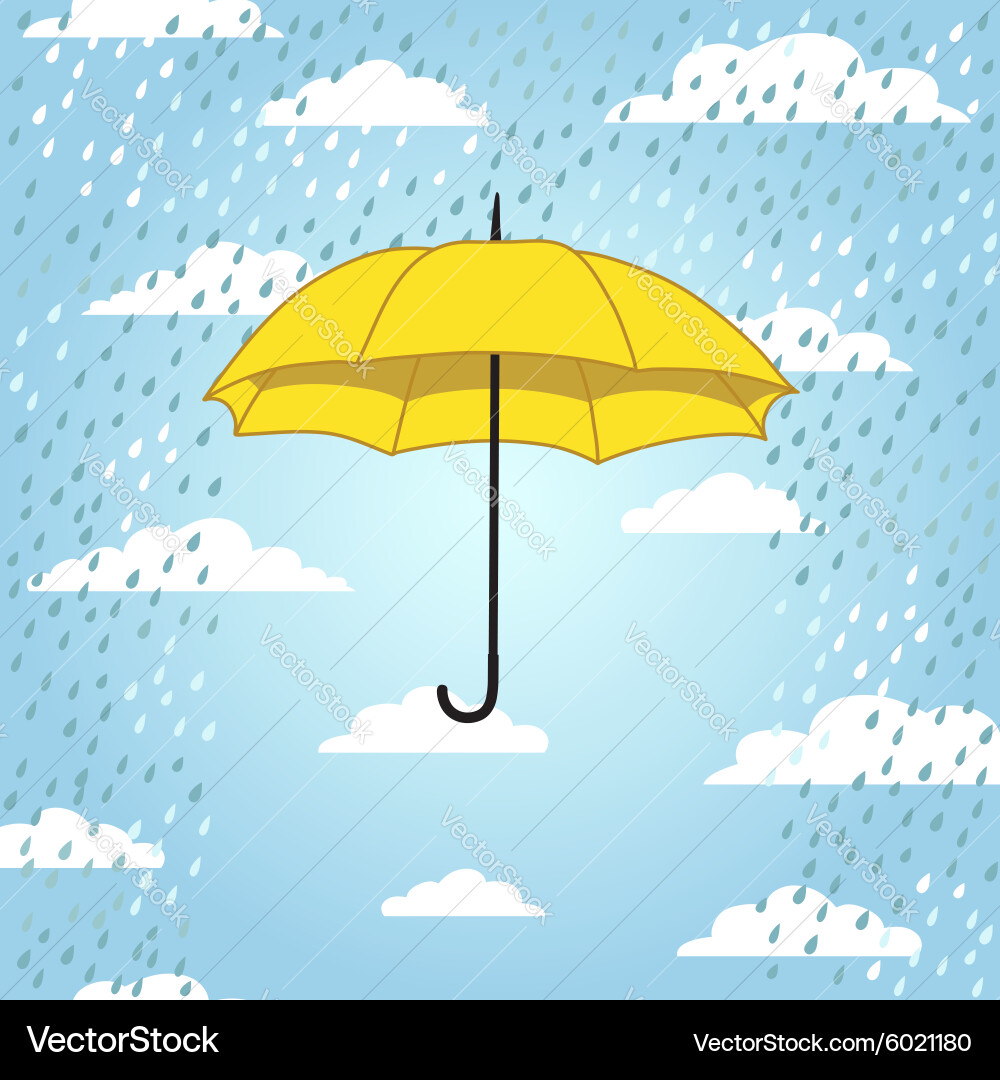 Romantic card with umbrella and rain Royalty Free Vector
