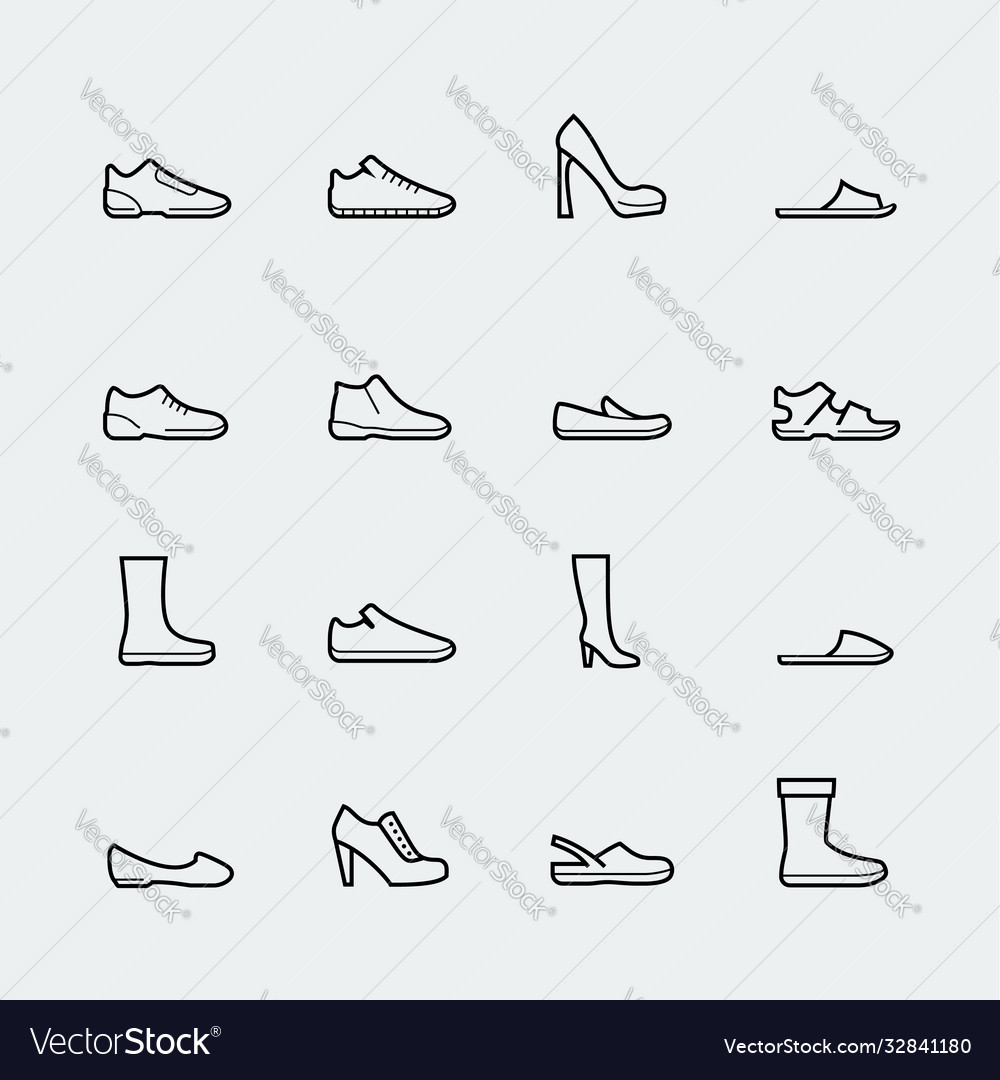 Shoes icon set in thin line style Royalty Free Vector Image