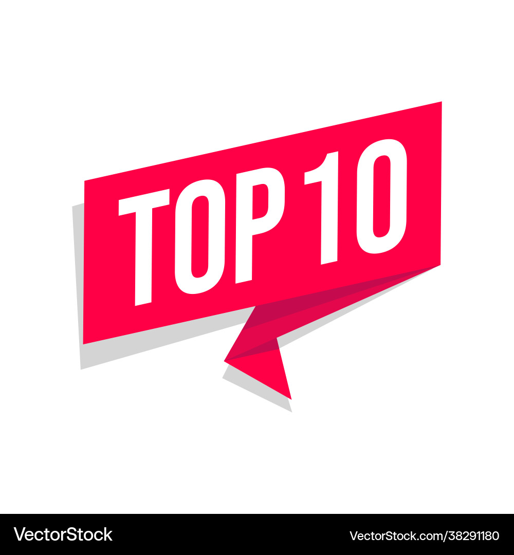 Top 10 word on red ribbon Royalty Free Vector Image