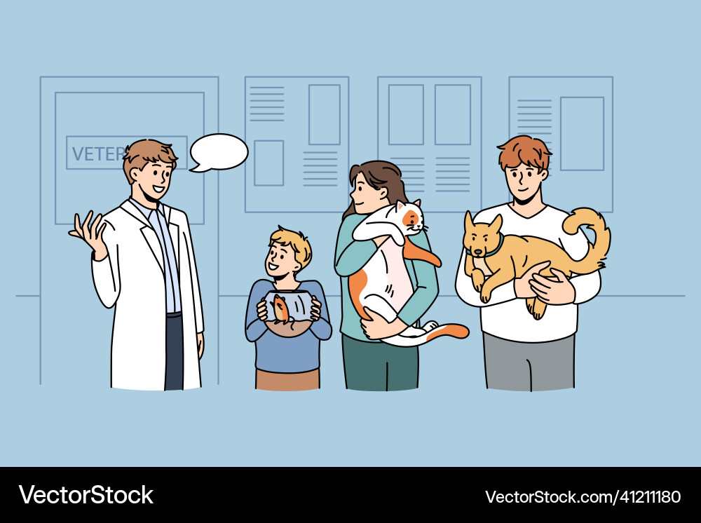 Working as veterinarian with animals concept Vector Image