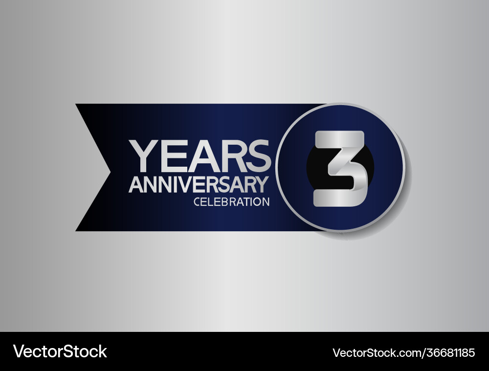 3 years anniversary logo style with circle Vector Image