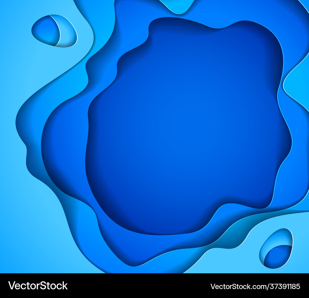 3d abstract blue background with paper cut shapes Vector Image