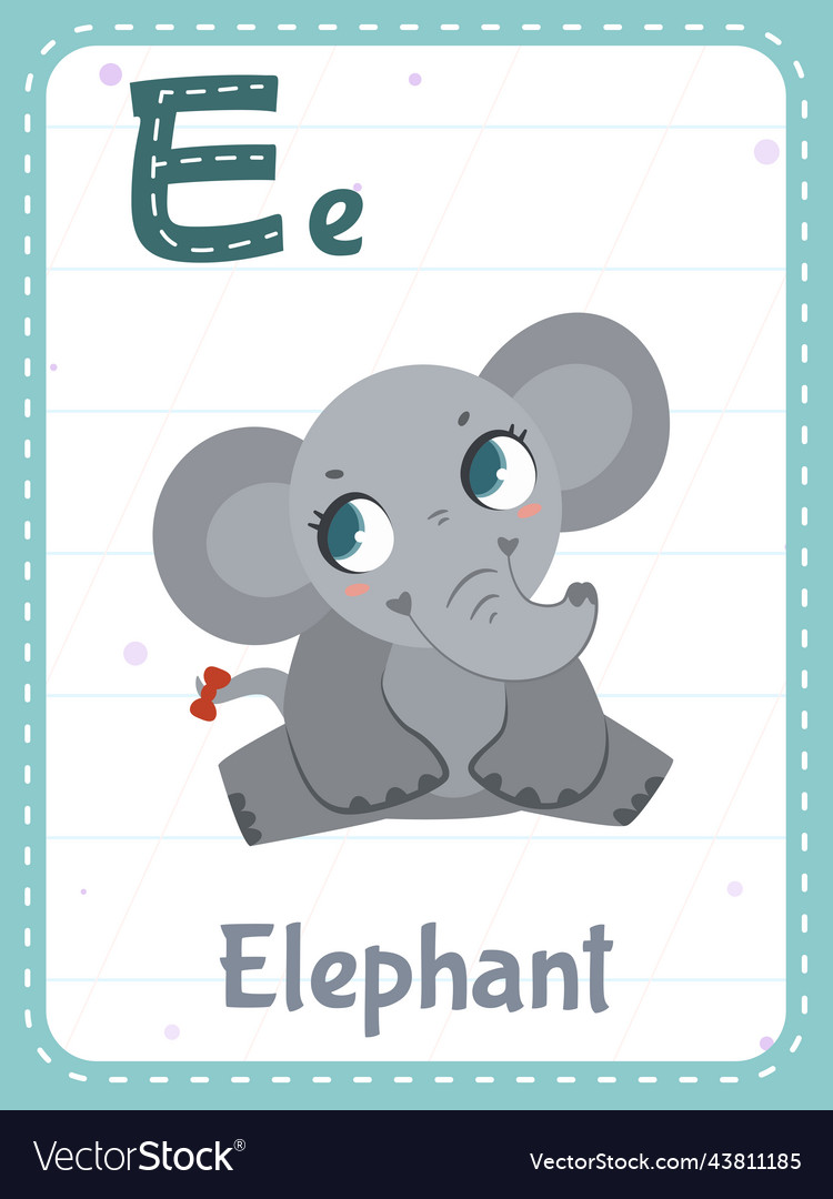 Alphabet printable flashcard with letter e Vector Image