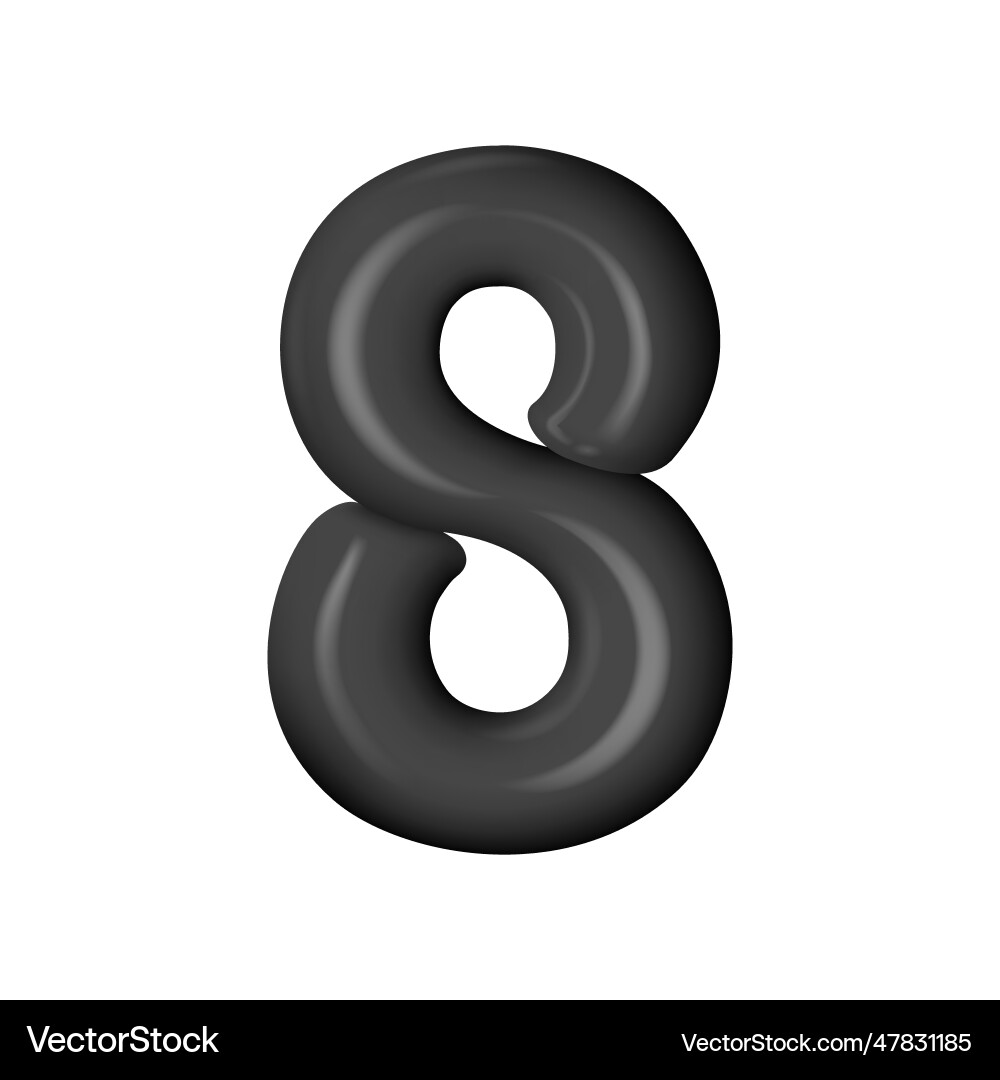 Black number 8 3d volumetric render figure black Vector Image