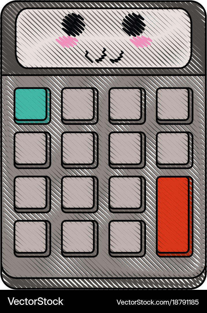 Calculator math device cute kawaii cartoon Vector Image