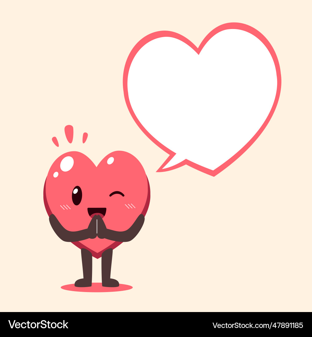 Cartoon cute heart character with speech bubble Vector Image