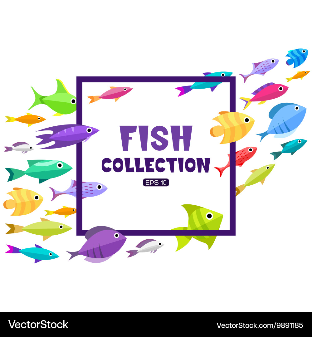 Cartoon fish collection background Royalty Free Vector Image