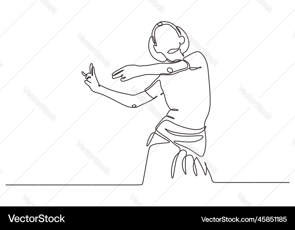 Continuous one line drawing of indian dancer Vector Image