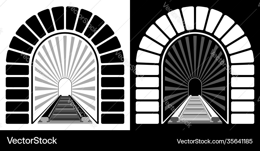 Entrance to railway arched tunnel path Royalty Free Vector