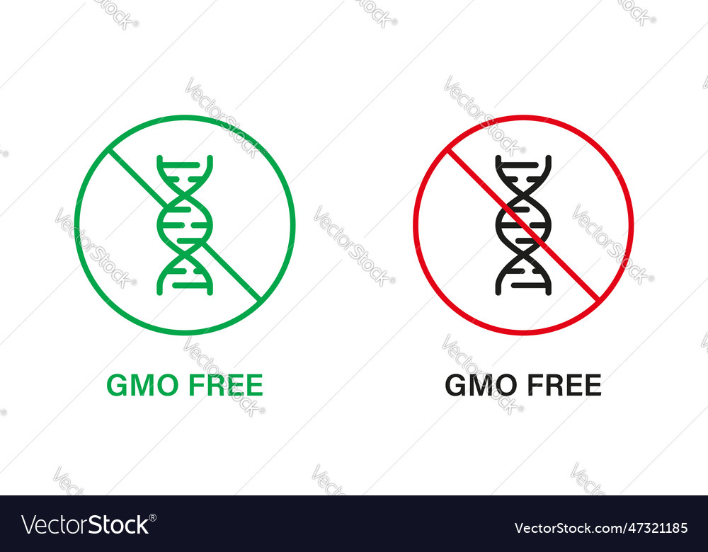 Gmo free line icon set only eco natural organic Vector Image