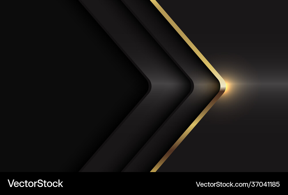 Gold line arrow shadow curve dark grey metallic Vector Image