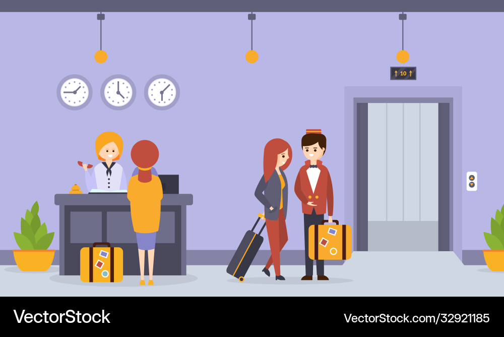 Hotel reception woman receptionist standing at Vector Image