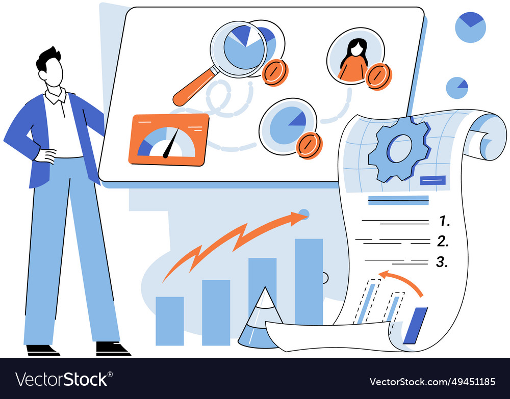 Key metrics the report contains financial Vector Image