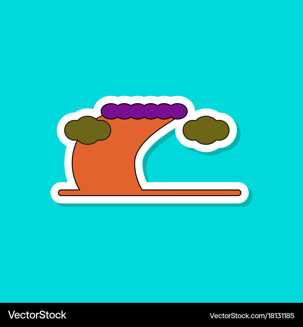 Paper sticker on stylish background tsunami Vector Image