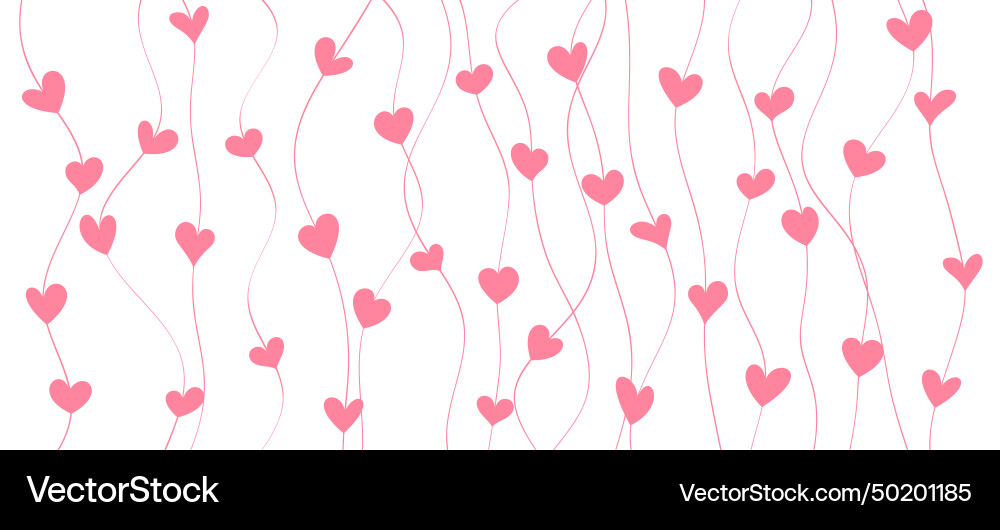 Pattern of pink hearts connected by delicate Vector Image