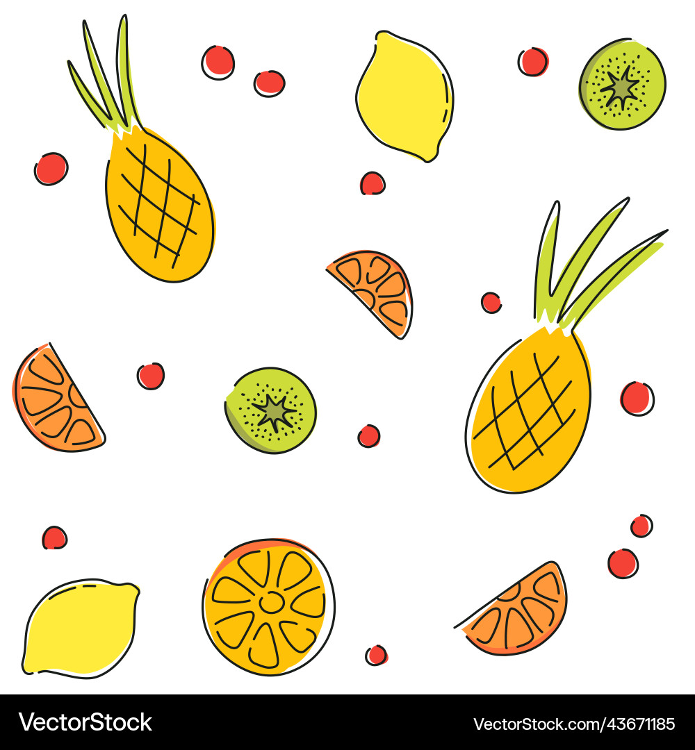 Pattern seamless fruit exotic stains lines modern Vector Image