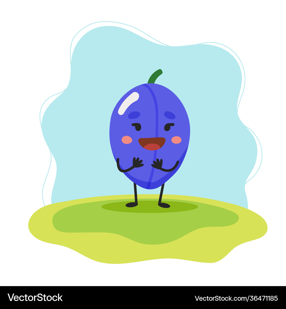 Plum cute character for kids Royalty Free Vector Image