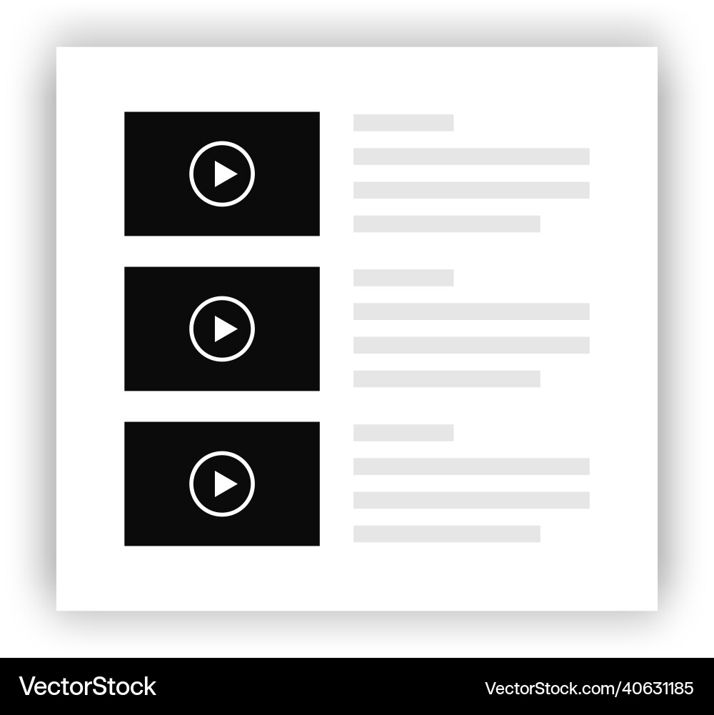Set of video player and text comment for popular Vector Image